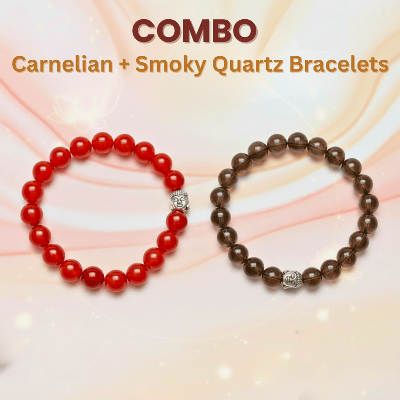 Carnelian & Smoky Quartz Bracelet Combo – Confidence, Grounding & Prot ...