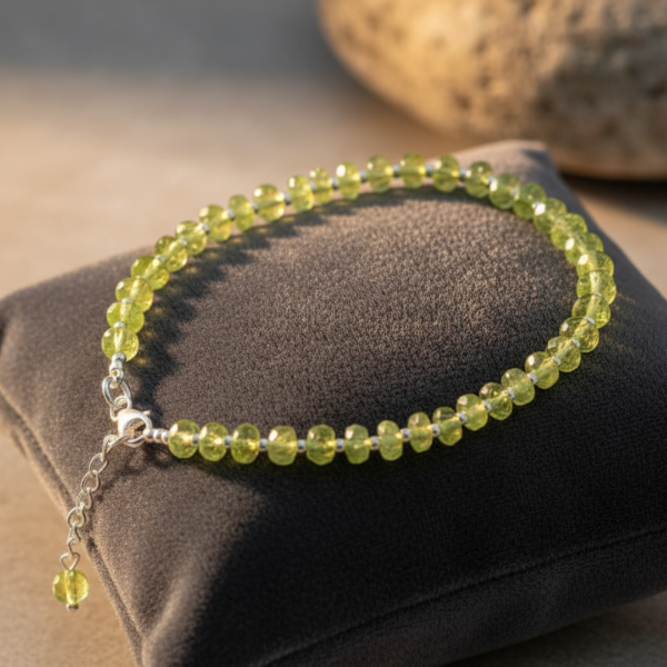Peridot Bati Cut 925 Silver Bracelet For Anxiety Reduction – Dr. Neeti ...
